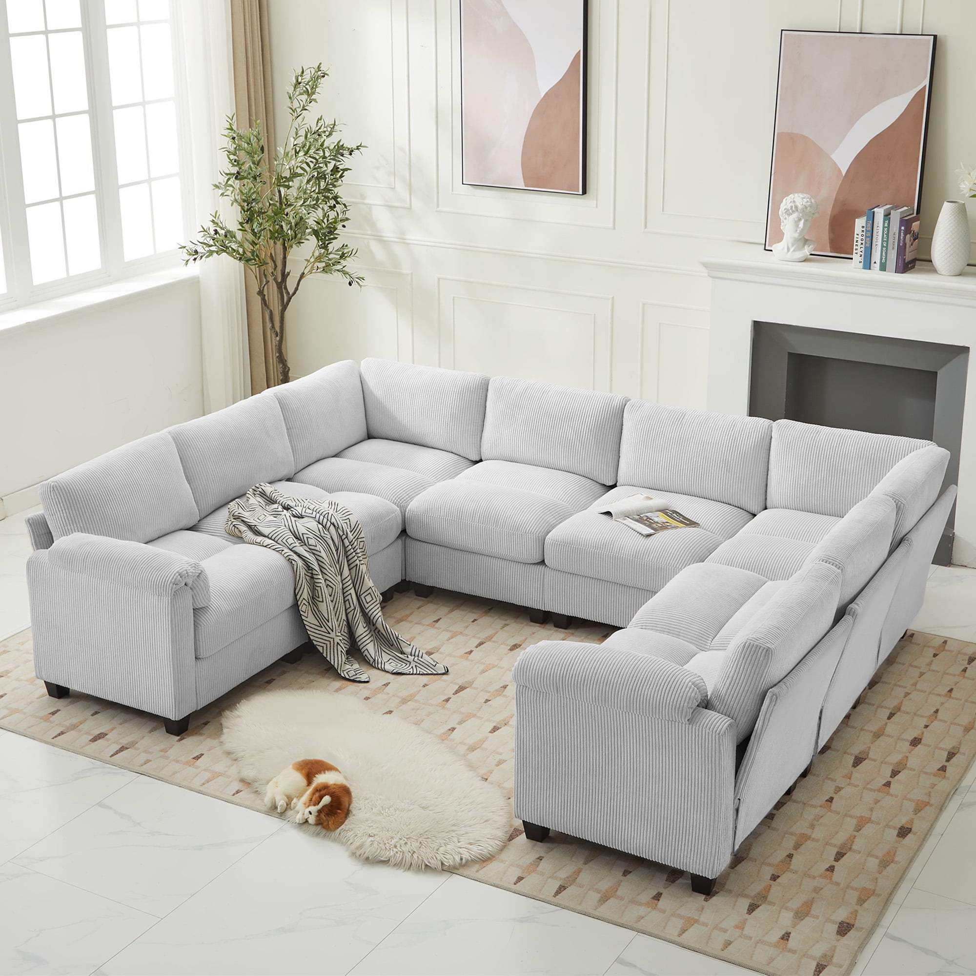 JUSTLET Modular Sectional Sofa Couch, Oversized 8 Seat U Shape Sofa ...