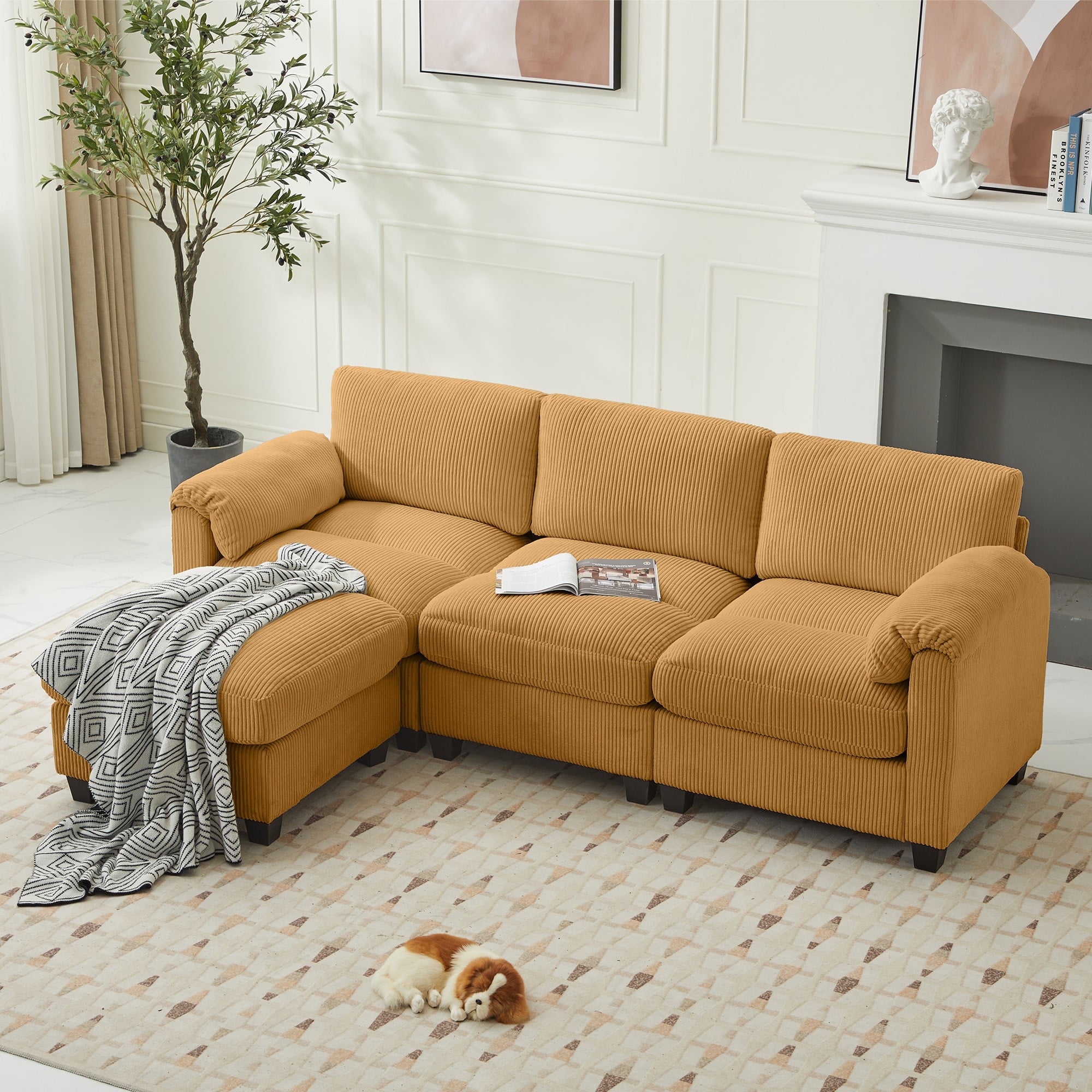 JUSTLET Modular Sectional Sofa, L Shaped Corduroy Sofa Couch, Modular ...