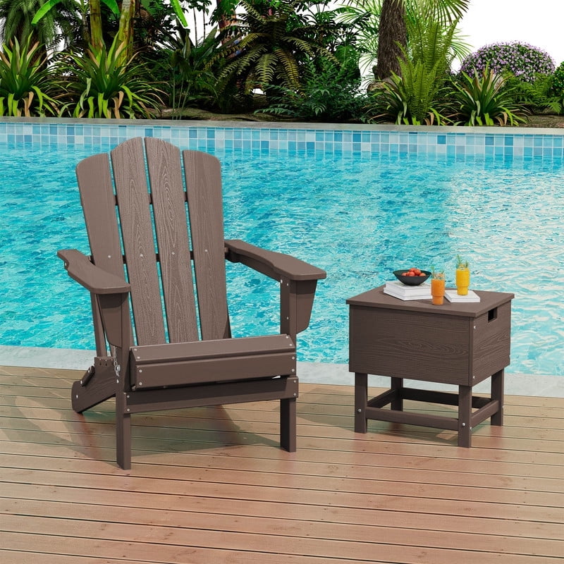 JUSTLET Outdoor Cooler Table and Chair Sets, Outdoor Side Table with 2 ...