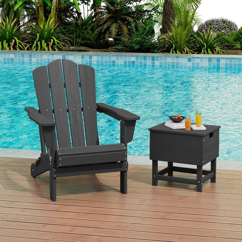 JUSTLET Outdoor Cooler Table and Chair Sets, Outdoor Side Table with 2 ...