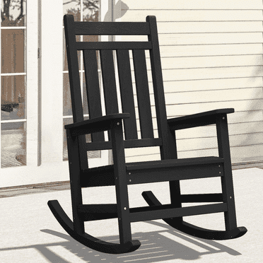JUSTLET Outdoor Patio Slat Rocking Chair, HDPE Plastic Porch Rocker ...