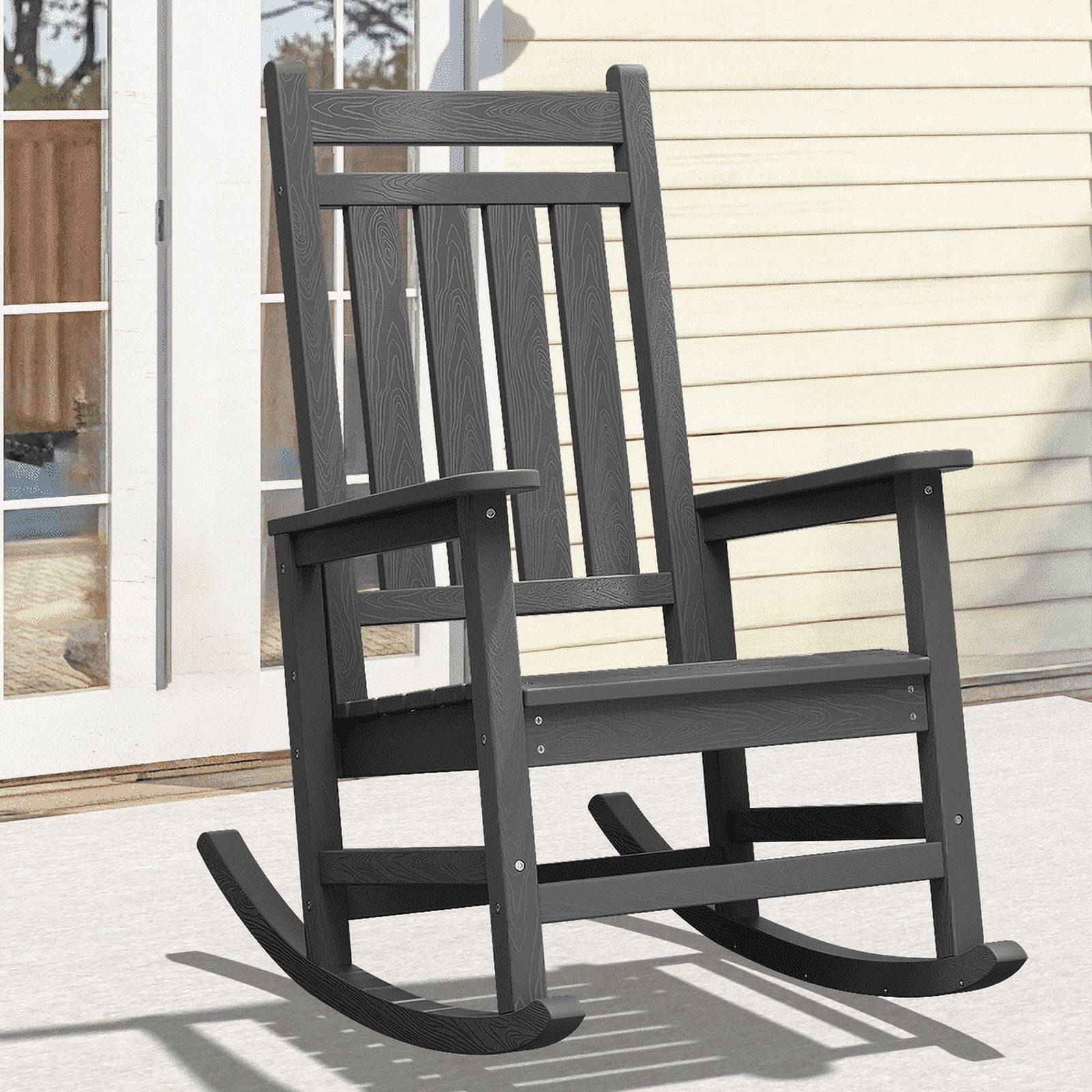 JUSTLET Outdoor Rocking Chair for porch, HDPE Plastic Porch Rocker ...