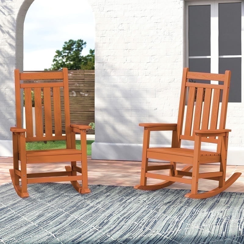 JUSTLET 2 Pieces Outdoor Rocking Chair for porch, HDPE Plastic Porch ...