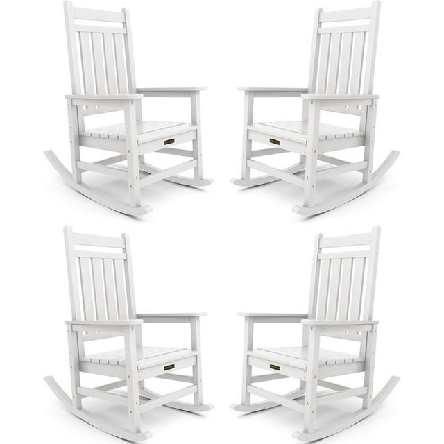 JUSTLET Patio Balcony Furniture, 4-Piece Outdoor HDPE Plastic Rocking ...