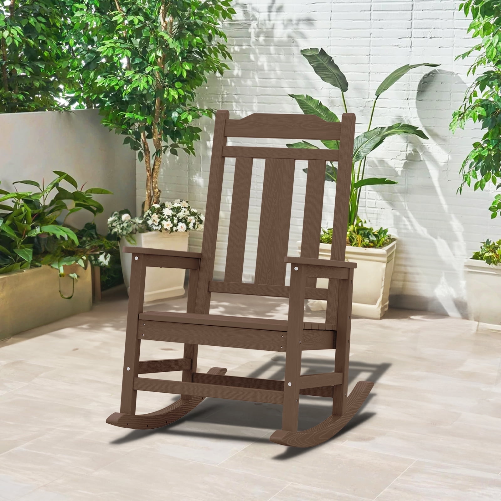 JUSTLET Outdoor Polywood Rocking Chair, Oversized Adirondack Slat ...
