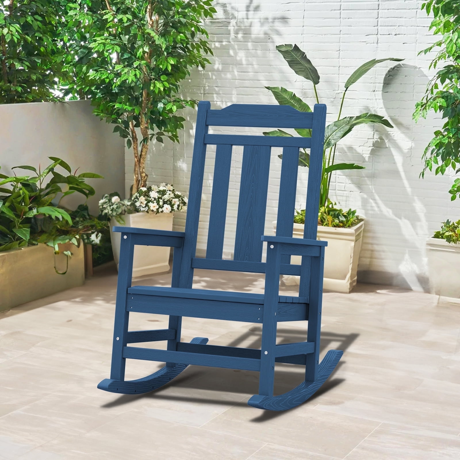 JUSTLET Polywood Outdoor Rocking Chair, Oversized Adirondack Rocker ...