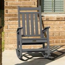 JUSTLET Outdoor Slat Rocking Chair, HDPE Plastic Porch Rocker, Blue ...