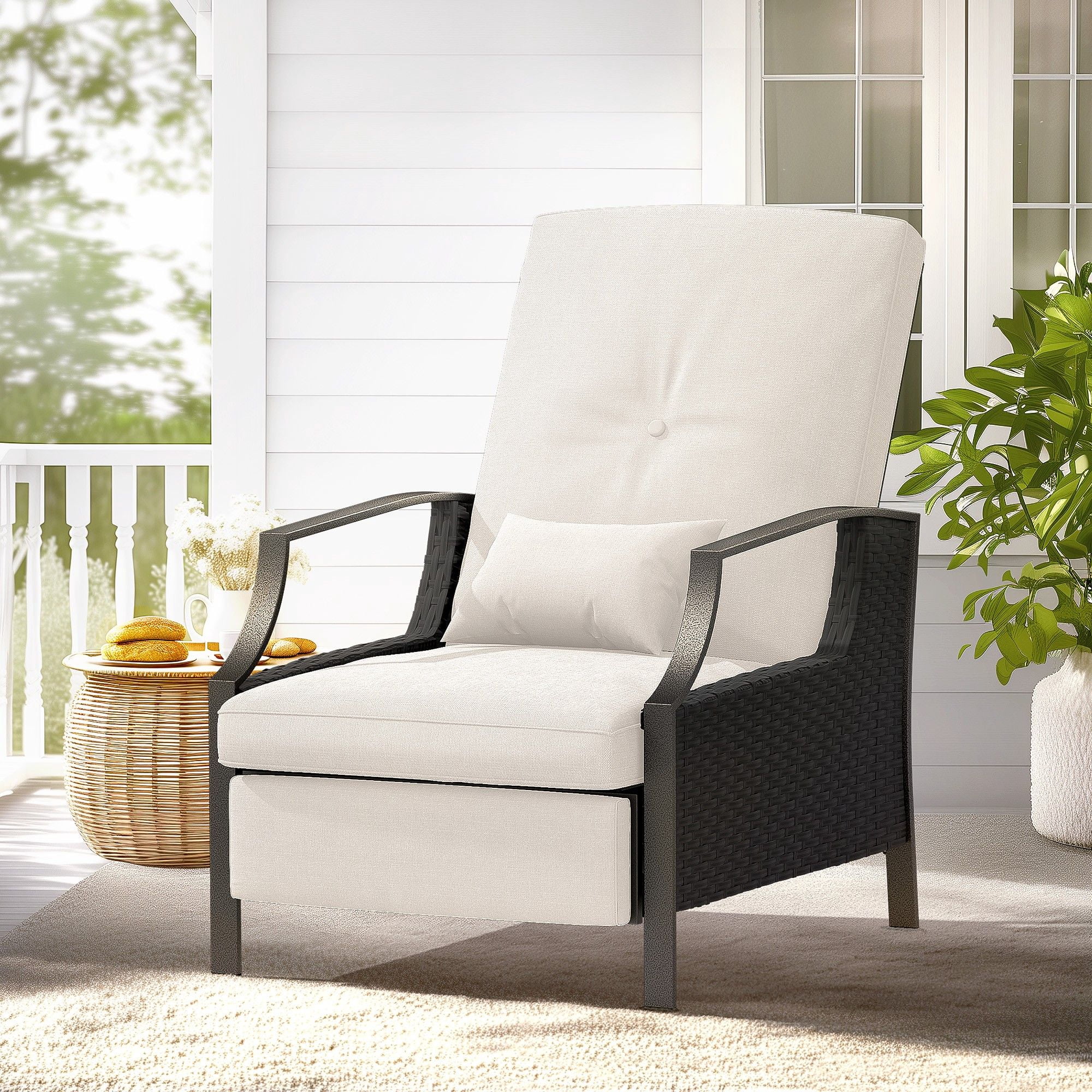 JUSTLET Outdoor Recliner Chair, Reclining Patio Lounge Chair with ...