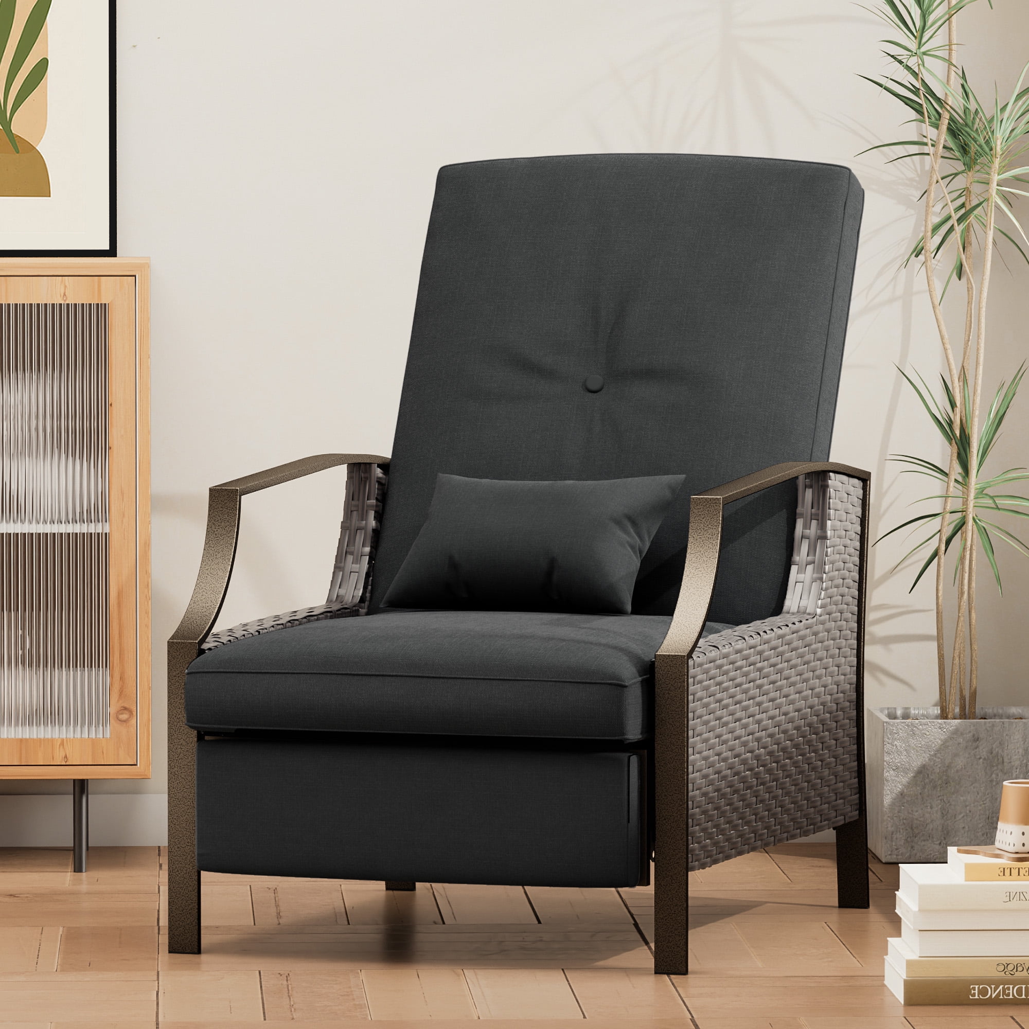 JUSTLET Outdoor Recliner Chair, Reclining Patio Lounge Chair with ...