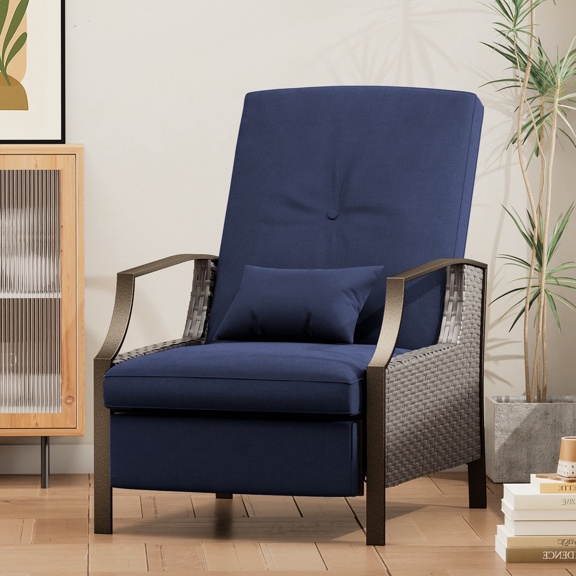 JUSTLET Outdoor Recliner Chair, Reclining Patio Lounge Chair with ...