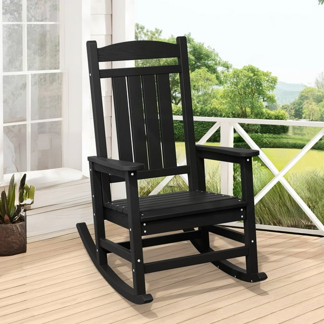 JUSTLET Outdoor High Back Porch Rocking Chair with Arms for Adult,All ...