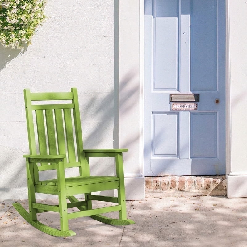 JUSTLET Outdoor Rocking Chair, HDPE Plastic Porch Rocker, Apple Green ...