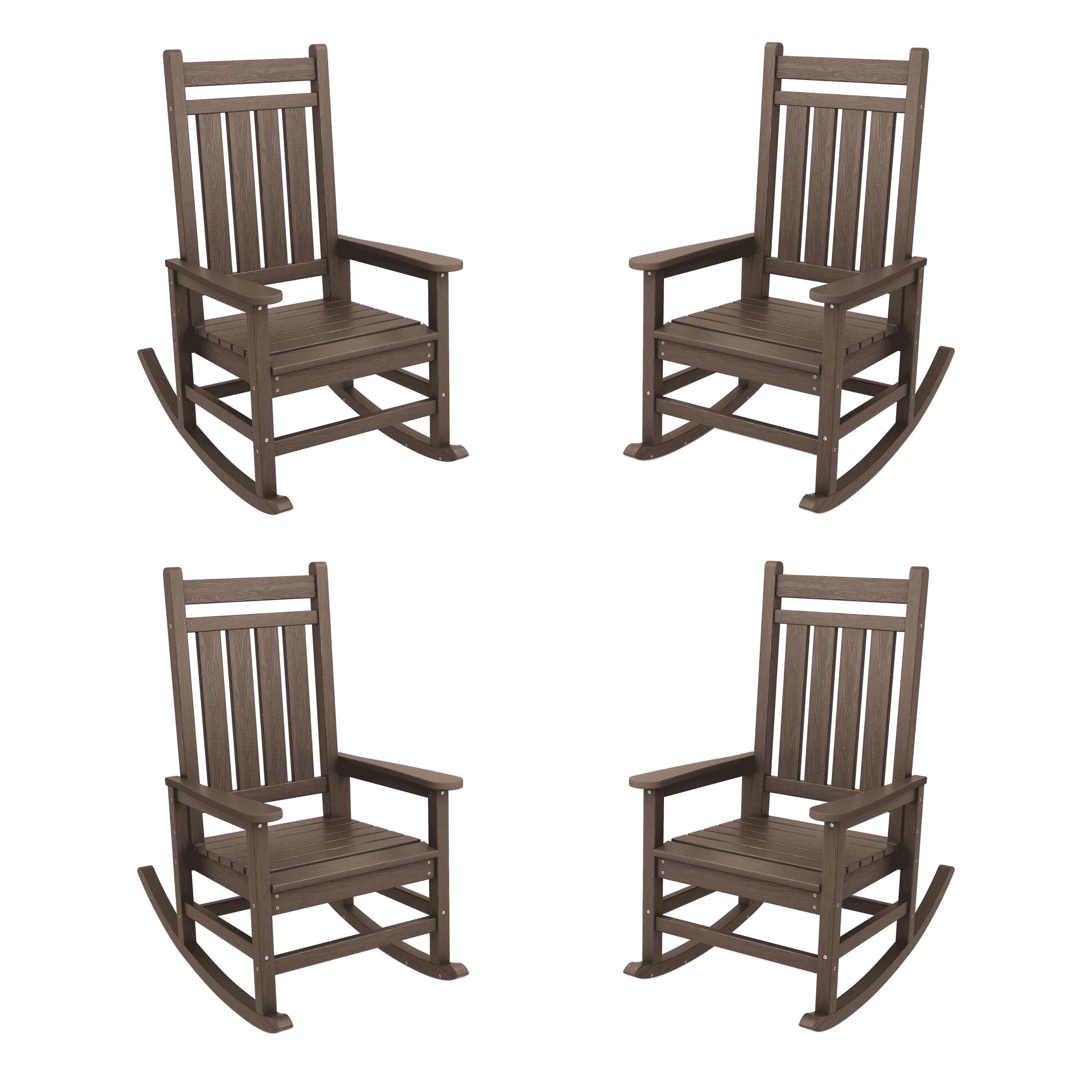 JUSTLET Outdoor Rocking Chair, HDPE Plastic Porch Rocker Set of 4 ...