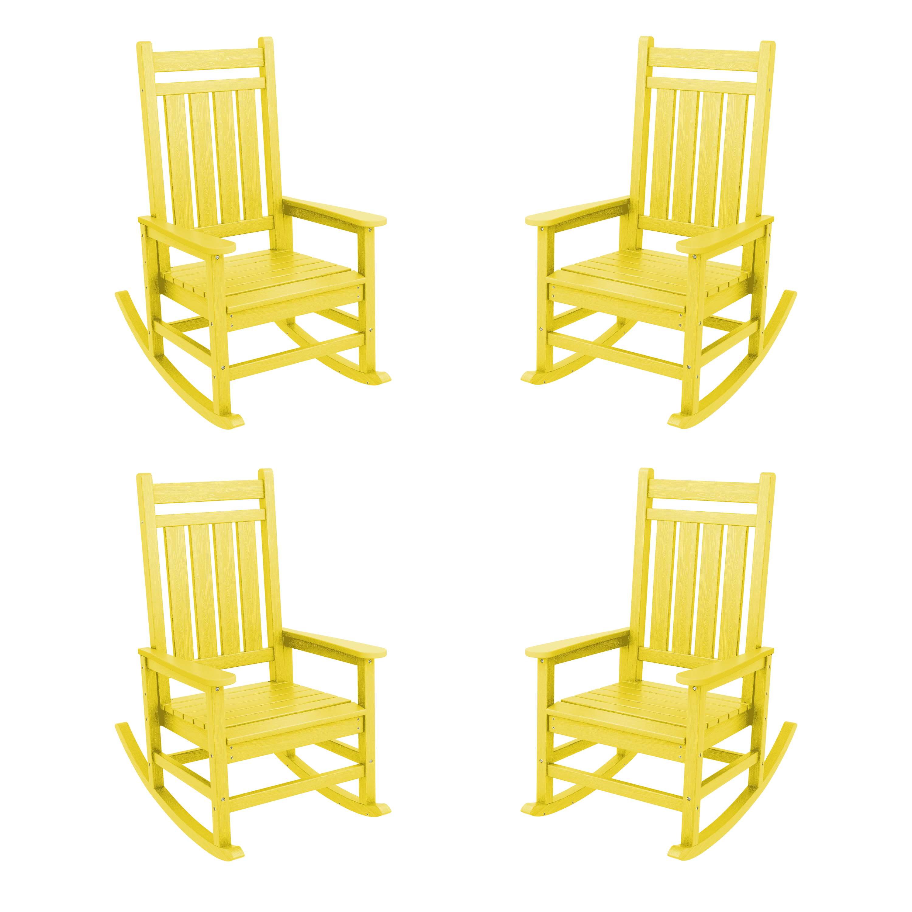 JUSTLET Outdoor Rocking Chair, HDPE Plastic Porch Rocker Set of 4 ...