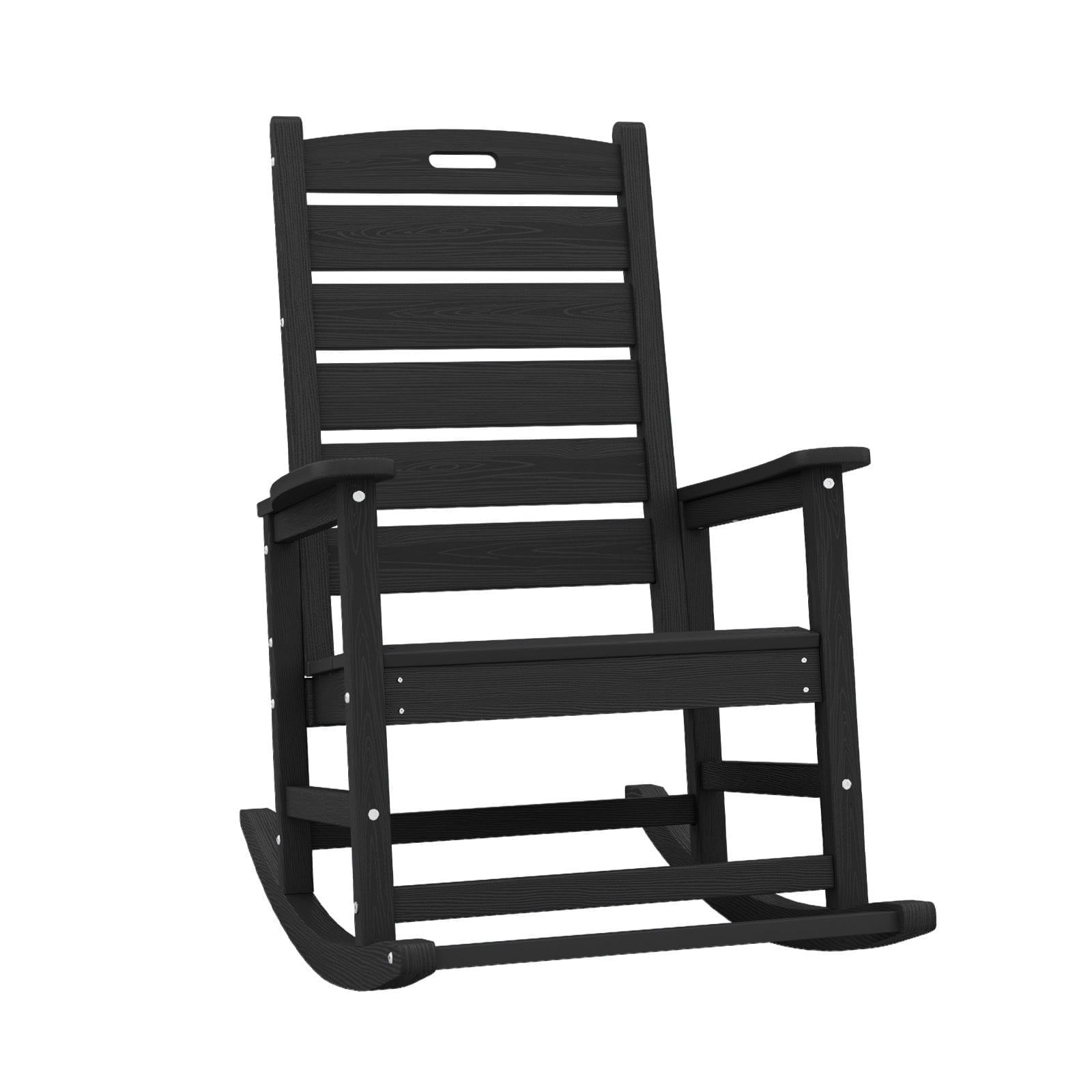 JUSTLET Outdoor Rocking Chair with Footboard, High Back HDPE Oversized ...