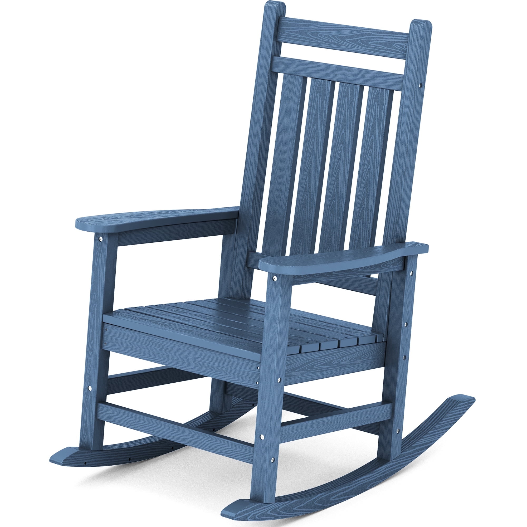 JUSTLET Outdoor Slat Rocking Chair, HDPE Plastic, All-Weather Porch ...