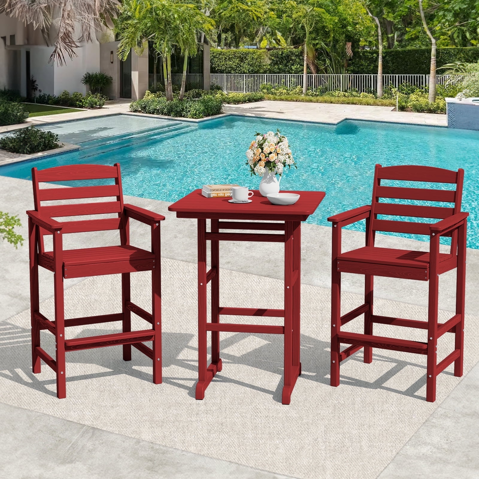 JUSTLET 3PC Wider-Size Outdoor Bar Stools, Oversize Tall Adirondack ...