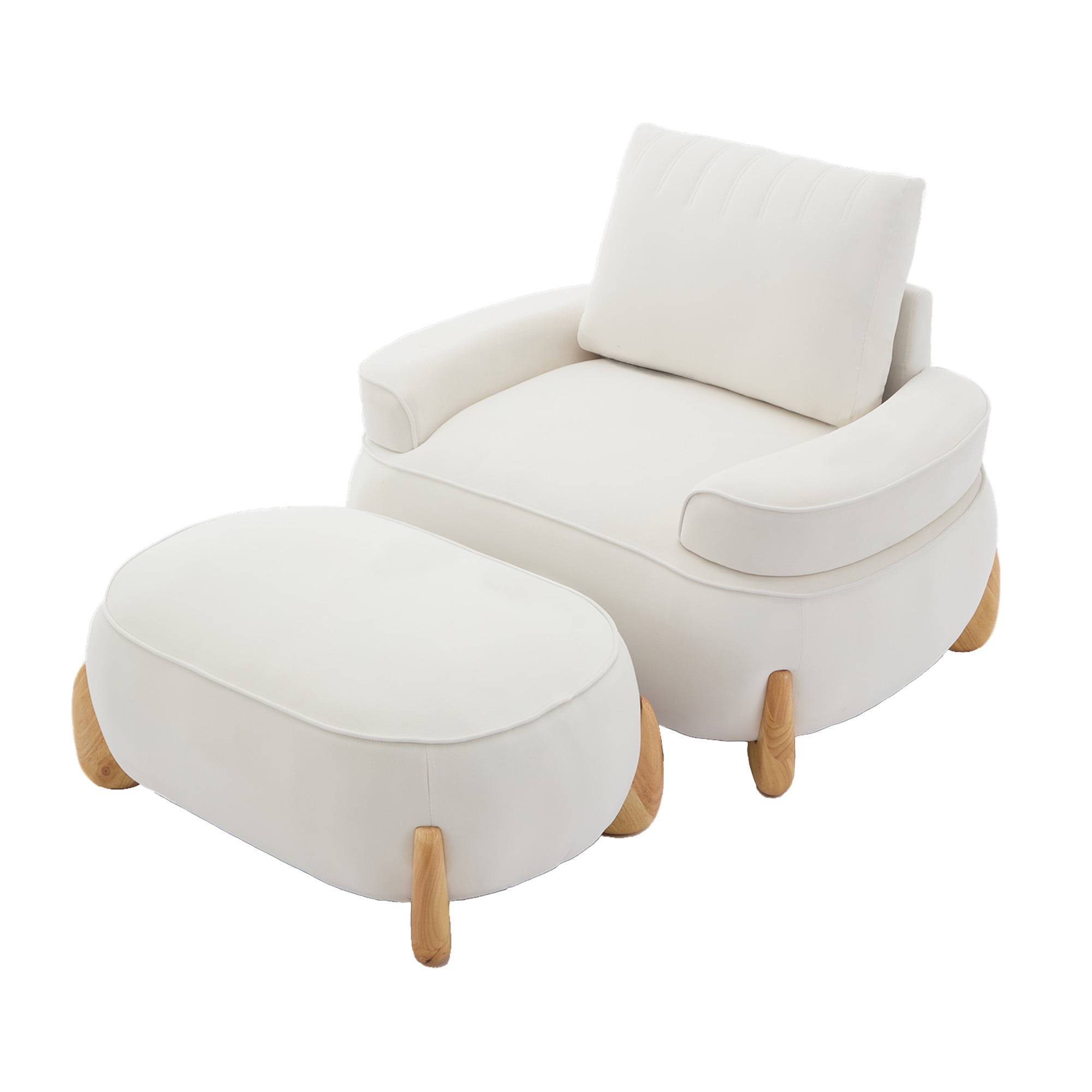 JUSTLET Oversized Accent Chair with Ottoman, Comfy Upholstered Chair ...