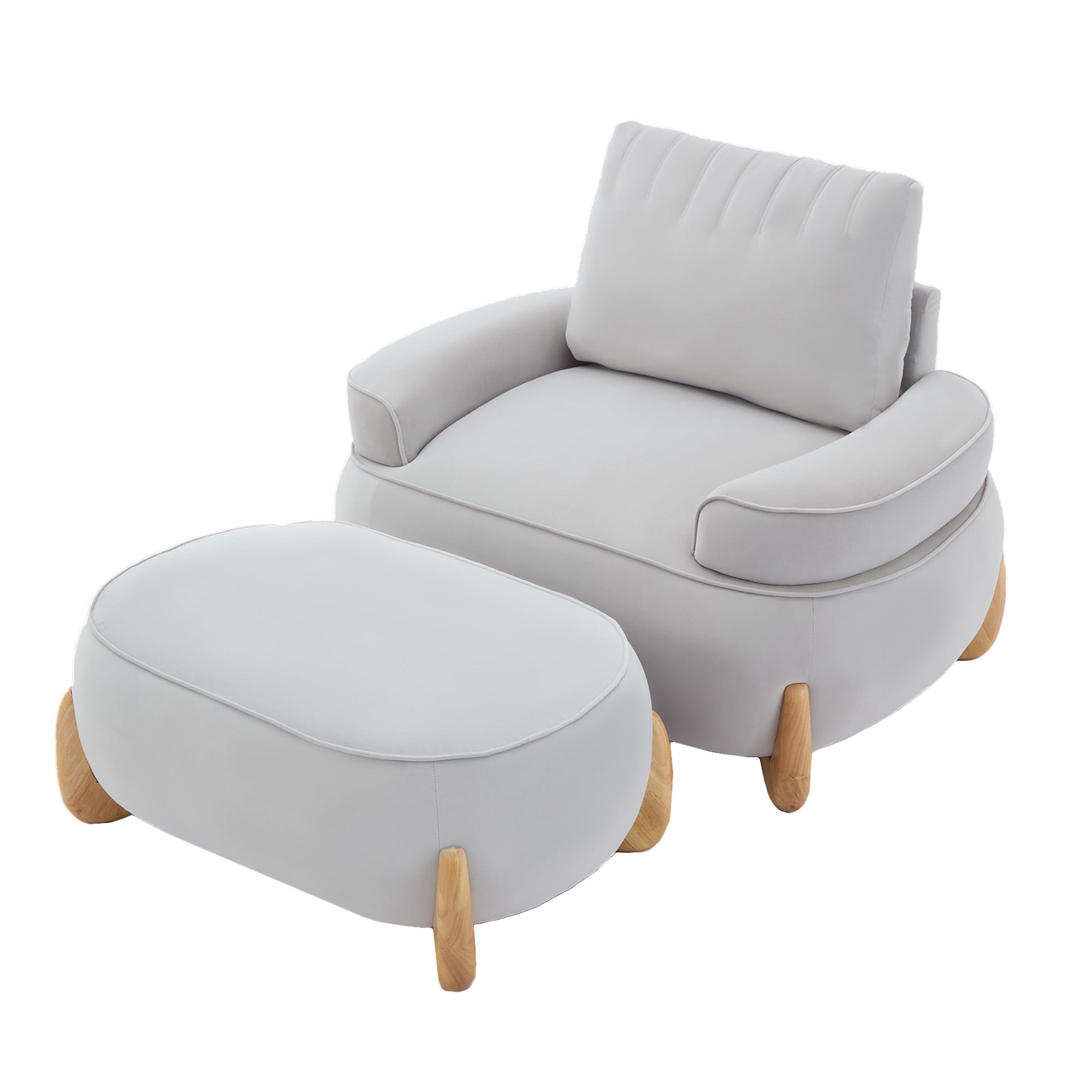 JUSTLET Oversized Accent Chair with Ottoman, Comfy Upholstered Chair ...