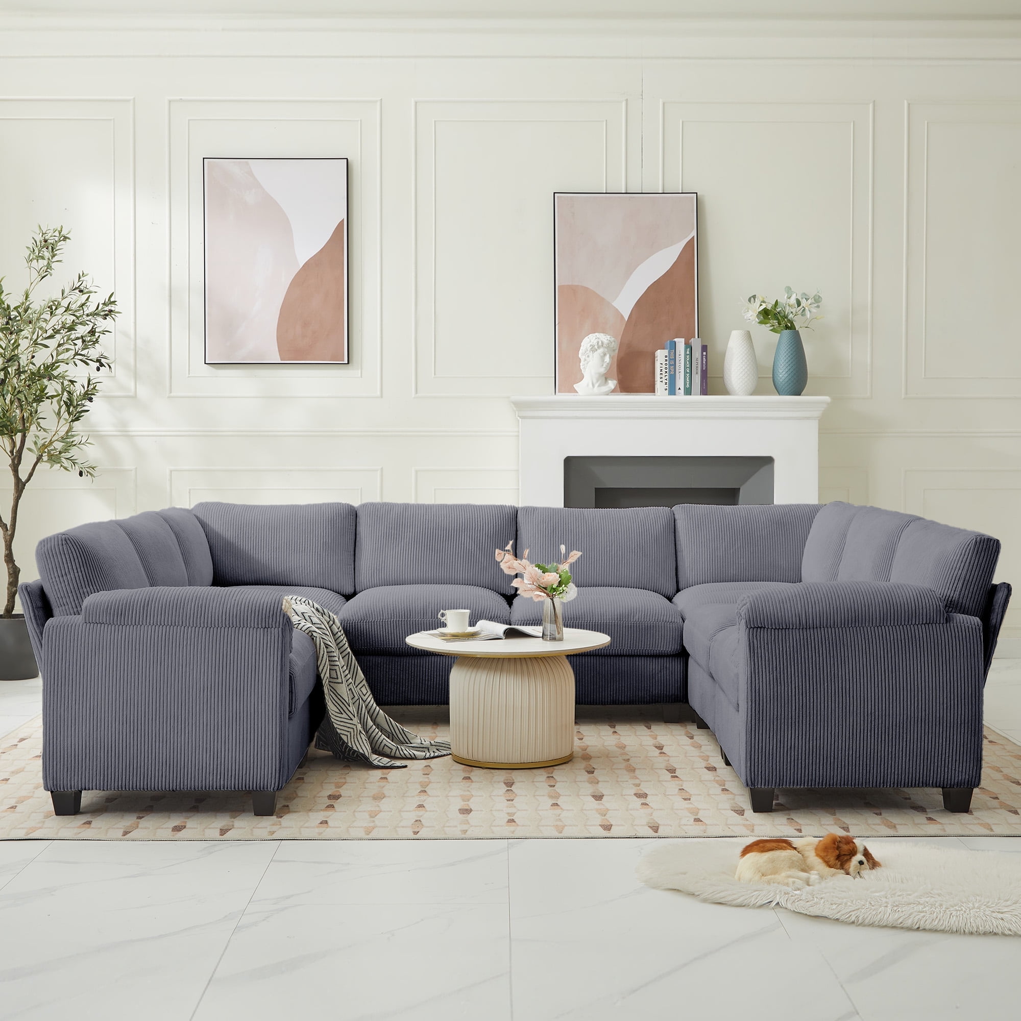 JUSTLET Oversized Modular Sectional Sofa, Large Corduroy Sectional ...