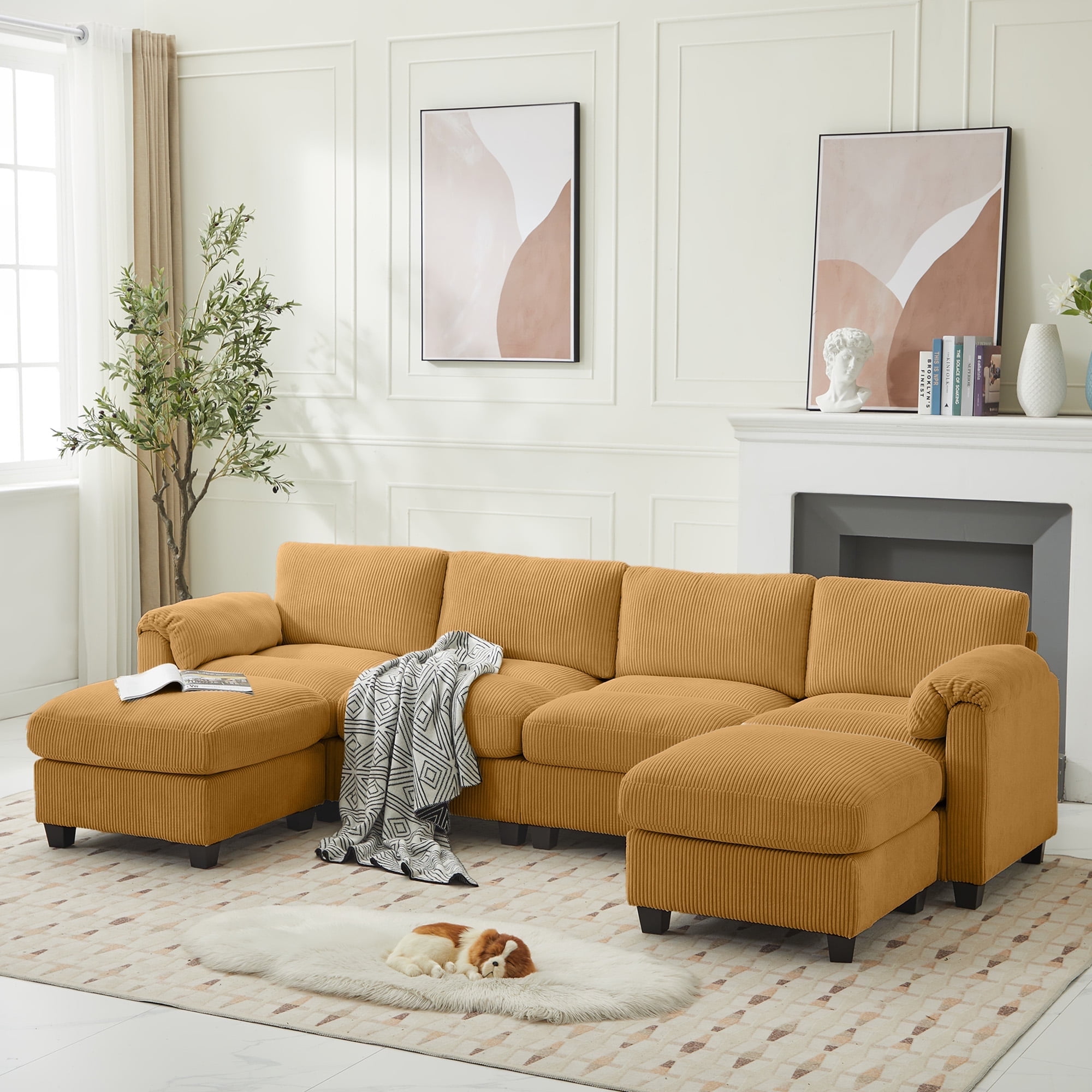 JUSTLET Oversized Modular Sectional Sofa, U Shaped Corduroy Sofa Couch ...