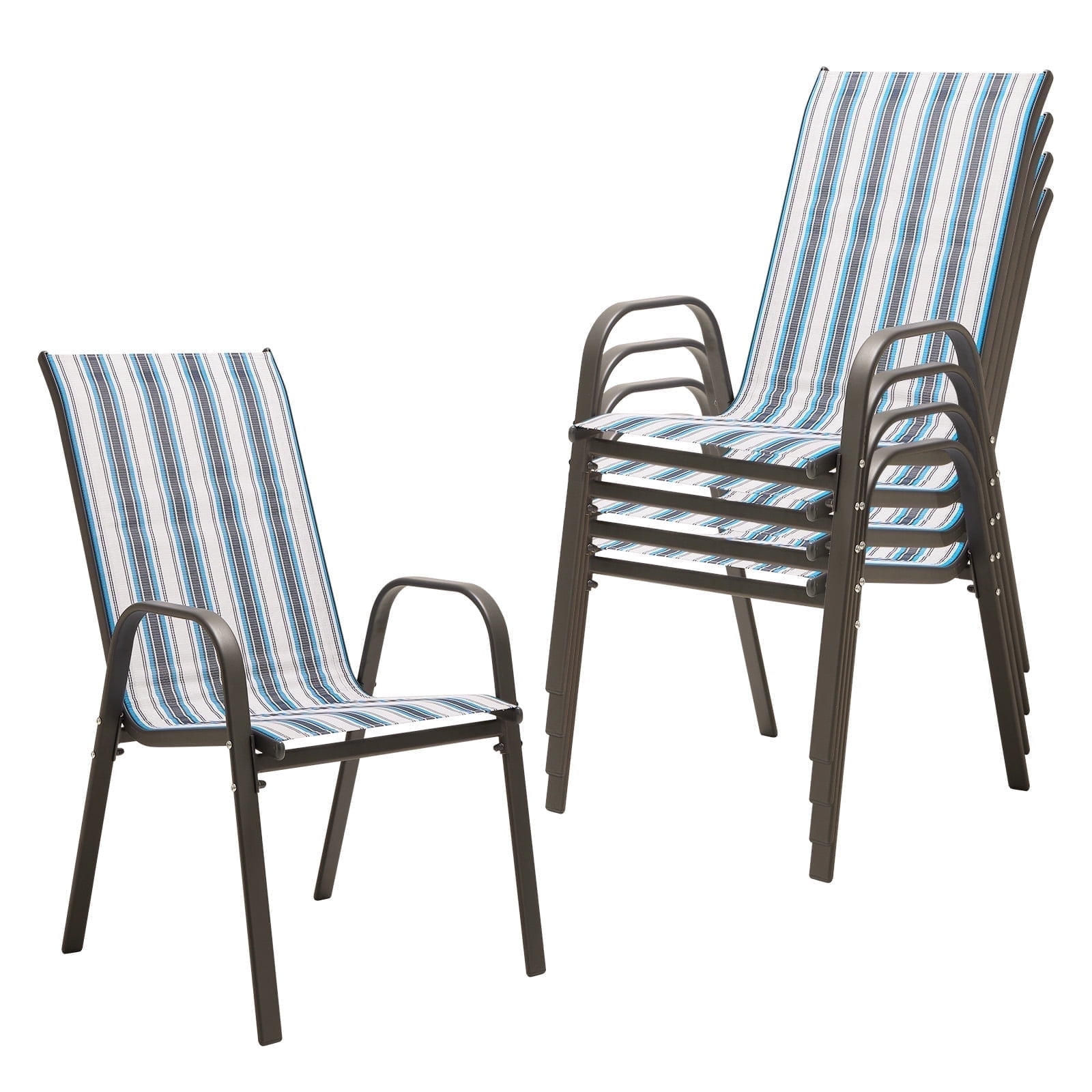 JUSTLET Patio Dining Chairs Set of 4, Outdoor Chairs, Stackable Armrest ...