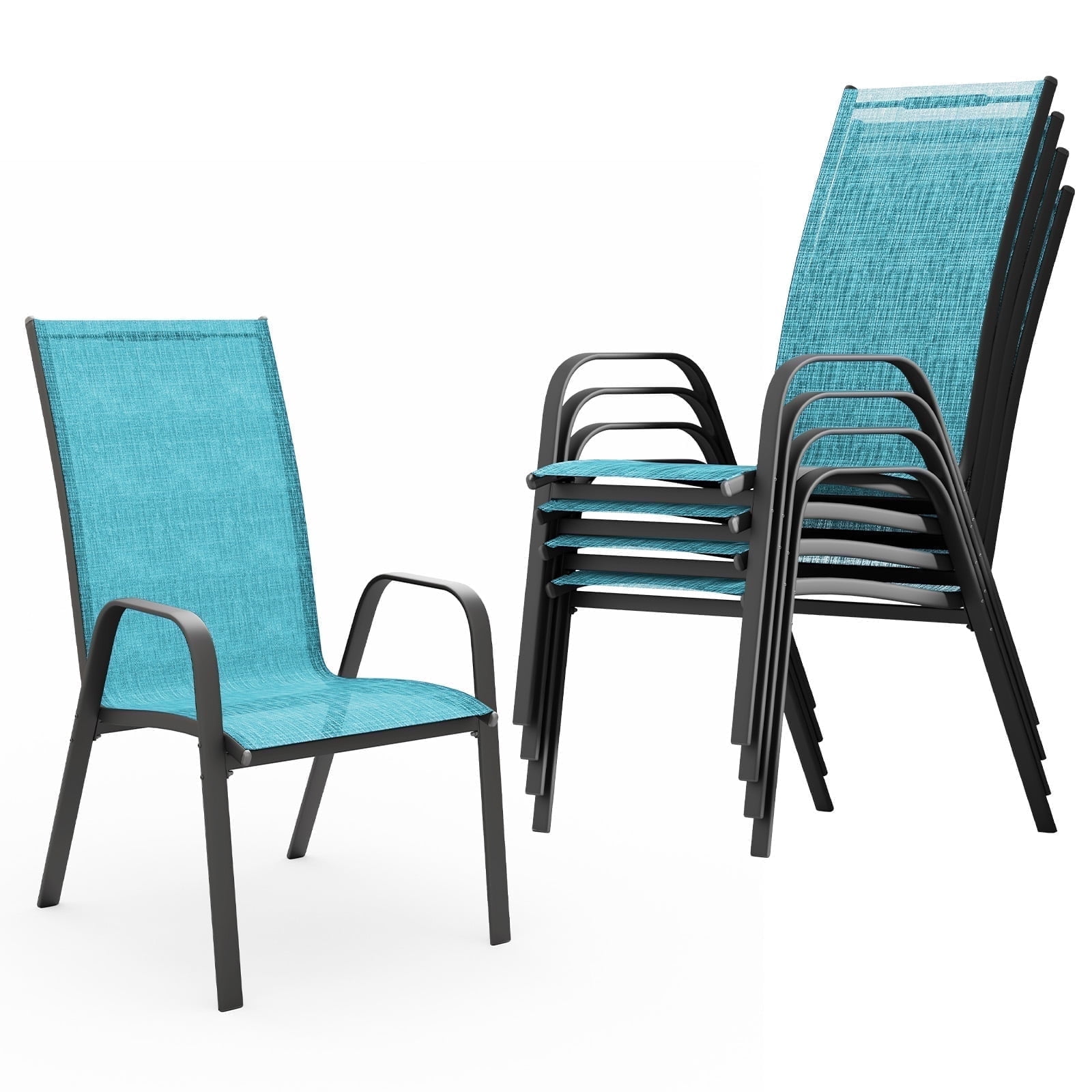 JUSTLET Patio Dining Chairs Set of 4, Stackable Outdoor Chairs ...
