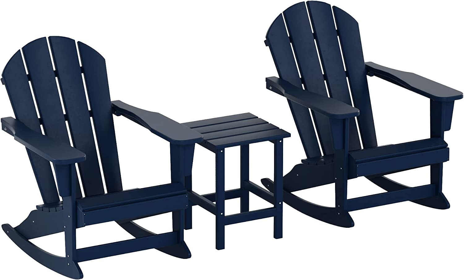JUSTLET Plastic 3-Piece Adirondack Rocking Chair Set with Side Table ...