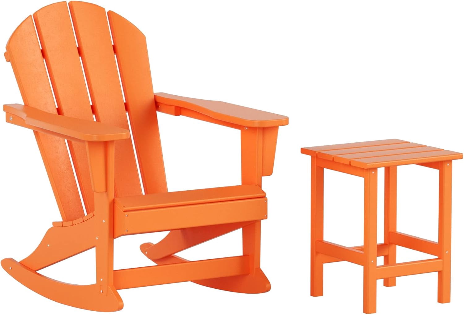 JUSTLET Plastic 3-Piece Adirondack Rocking Chair Set with Side Table ...