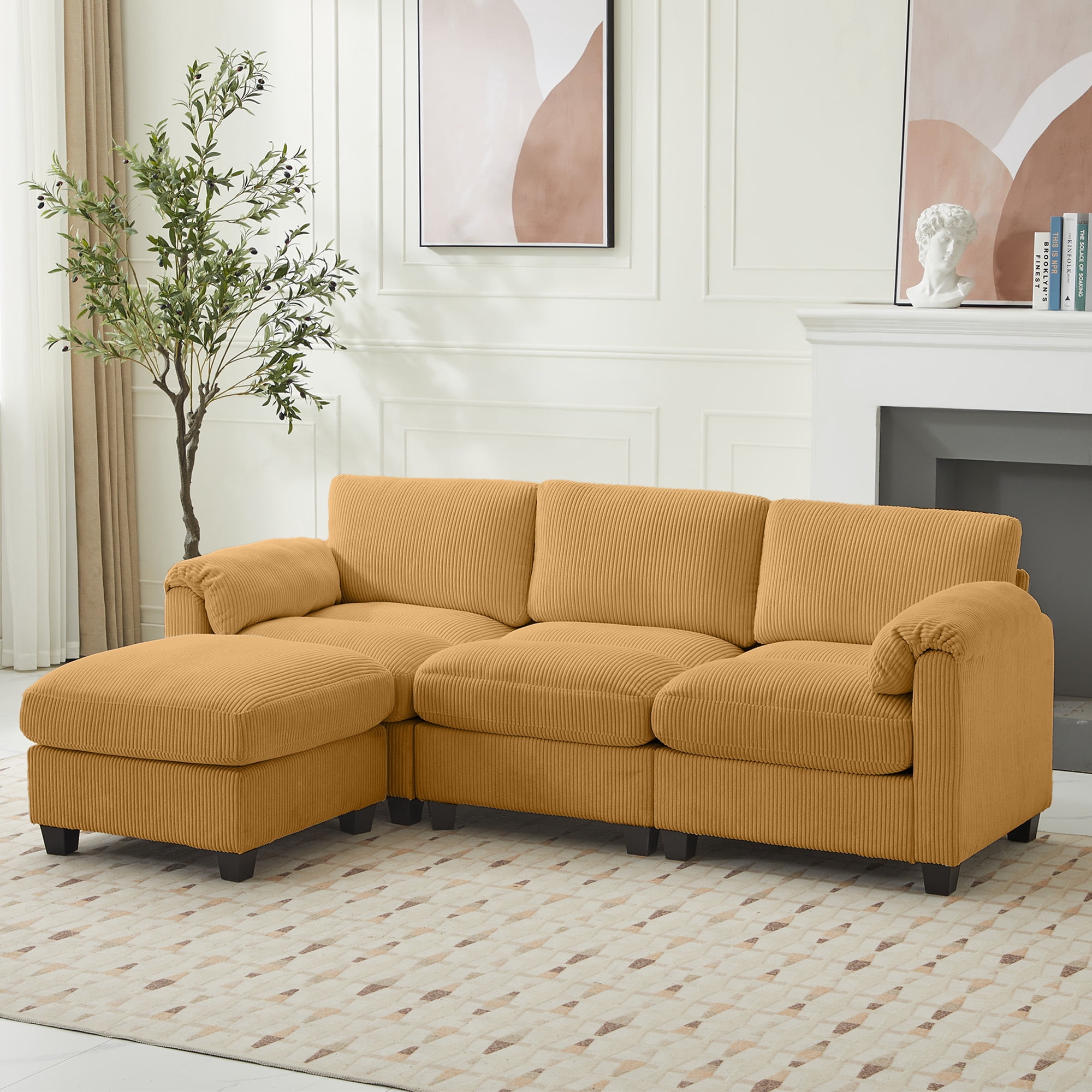 JUSTLET Sectional Couch with L-Shape Chaise, Modern Comfy Modular ...