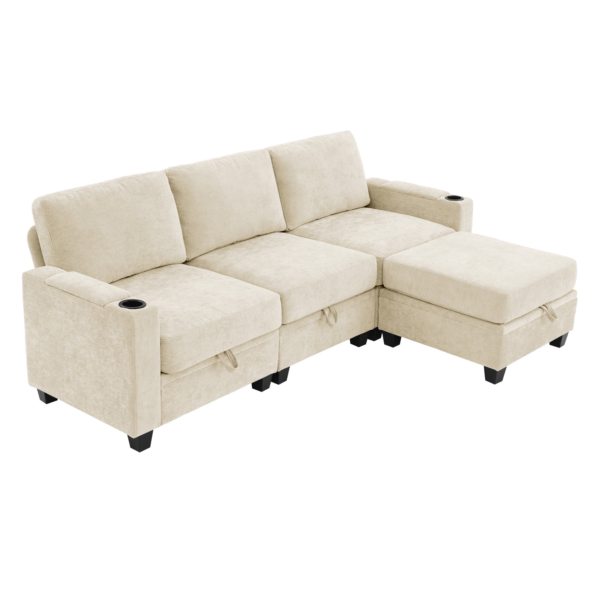 JUSTLET Sectional Sofa with Storage, Chenille Modular Sofa Couch with ...