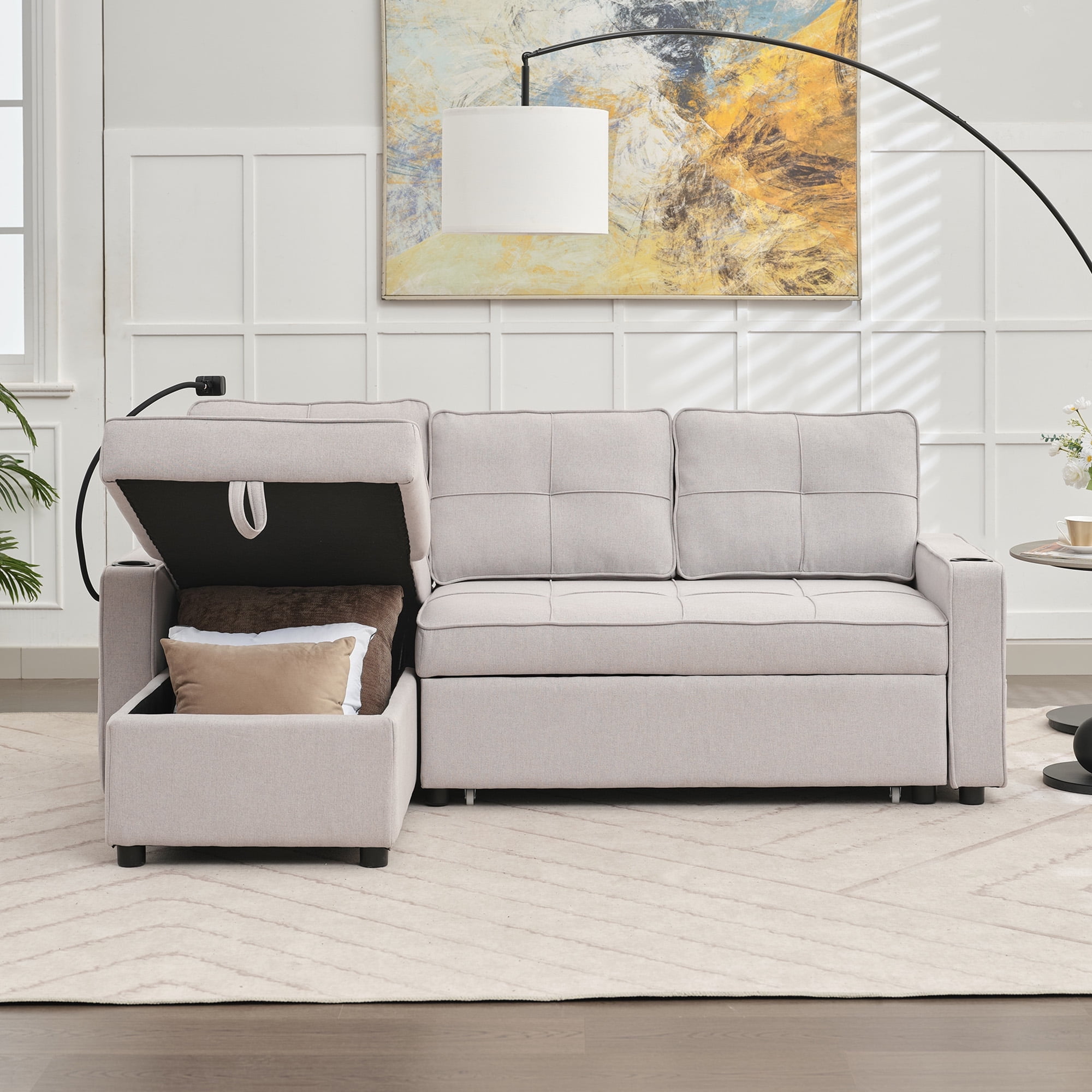 JUSTLET Sleeper Sofa with Pull Out Bed, Sofa Bed Couch with Storage ...