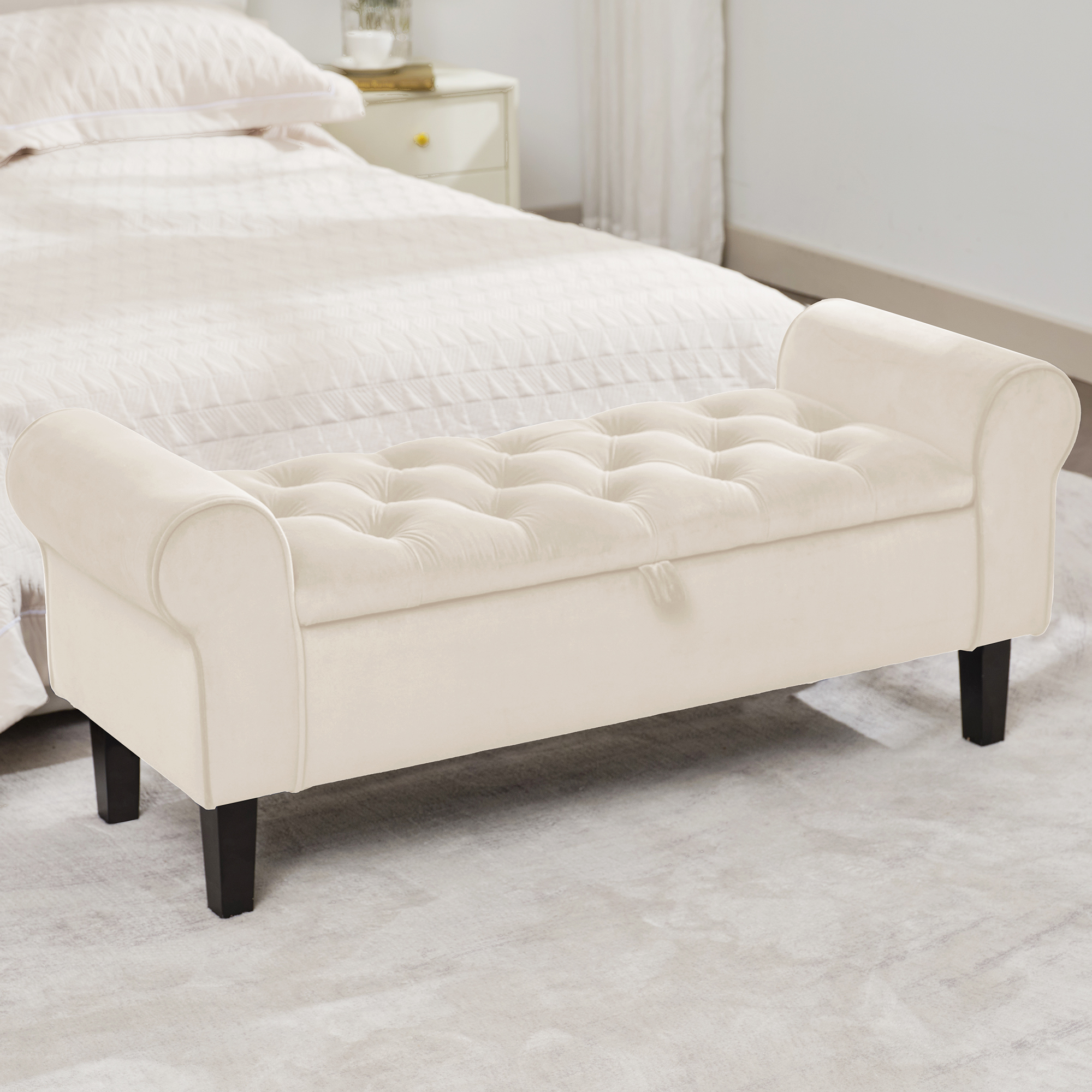 Sudwesto 63'' Storage Ottoman Bench, End of Bed Button Tufted Ottoman ...