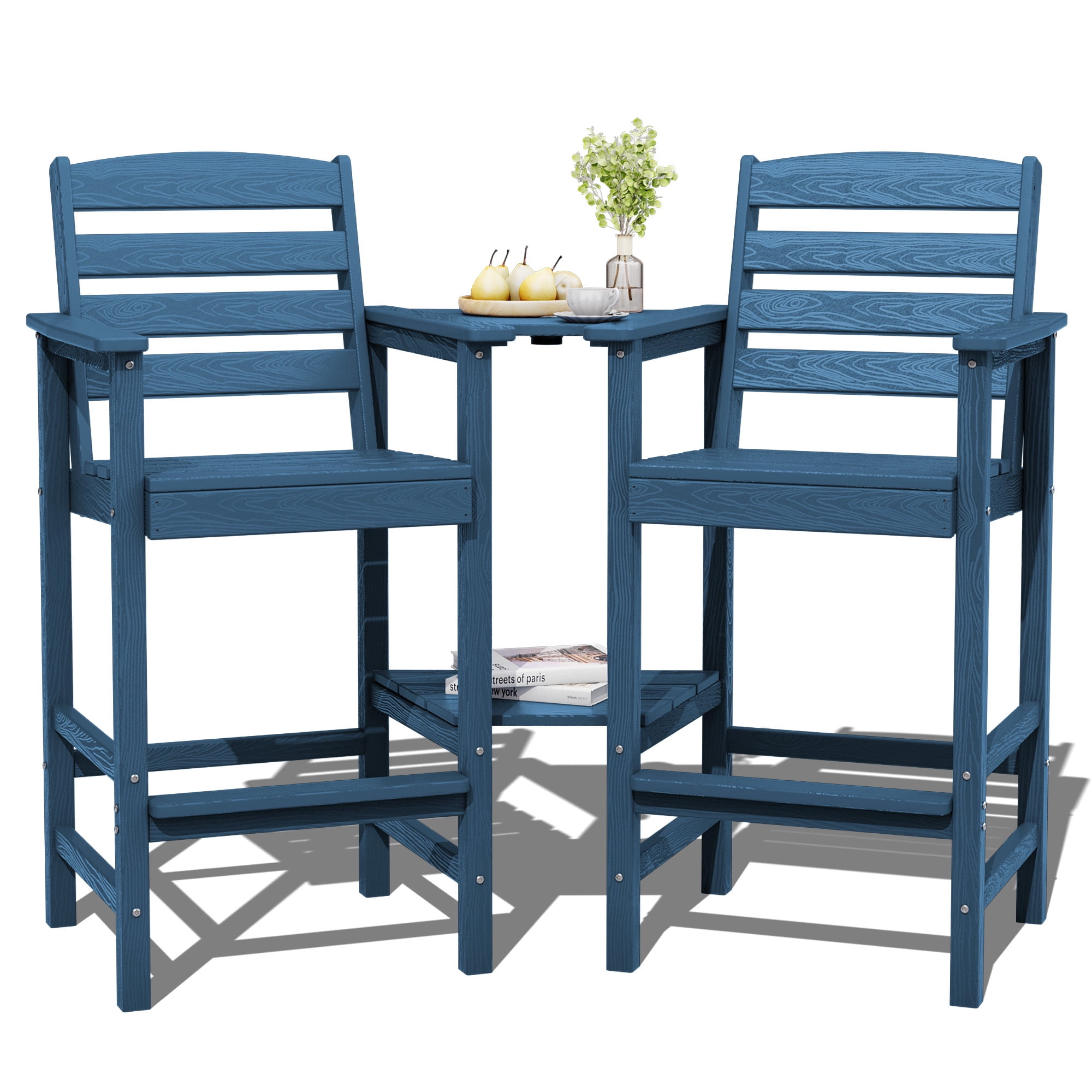 JUSTLET Tall Adirondack Chair Set of 2 with Double Connecting Tray ...
