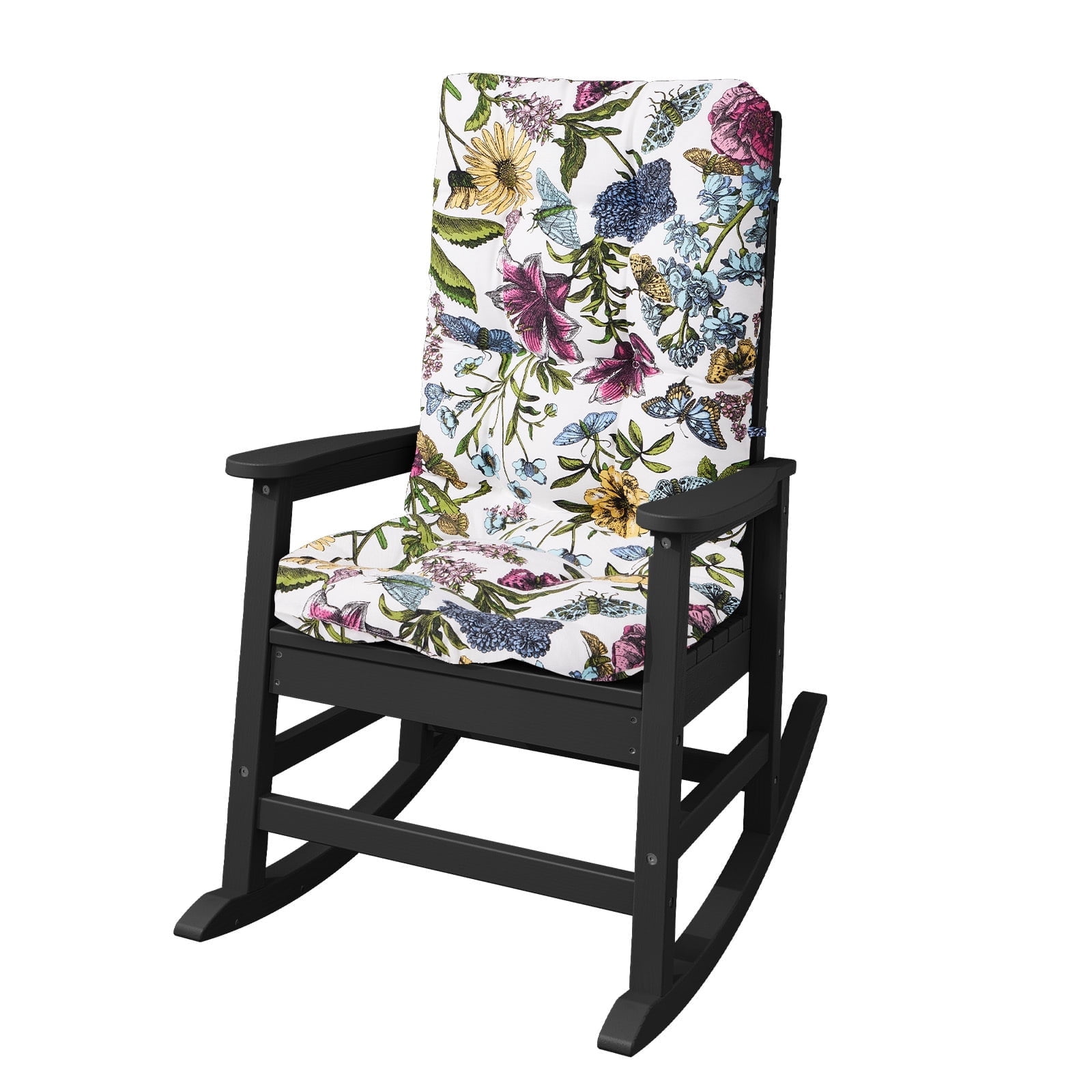 JUSTLET Tall Adirondack Rocking Chair with Cushion ,Oversized Seat,HDPE ...