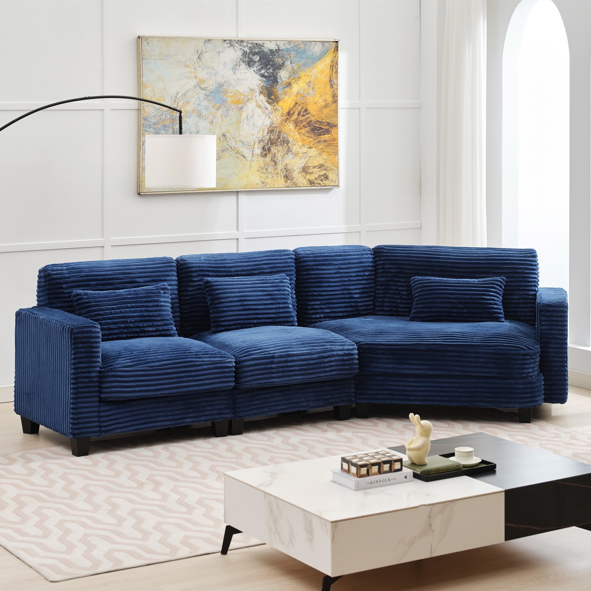 JUSTLET 135" Oversized Sectional Sofa with Corner, 3 Seater Modular ...
