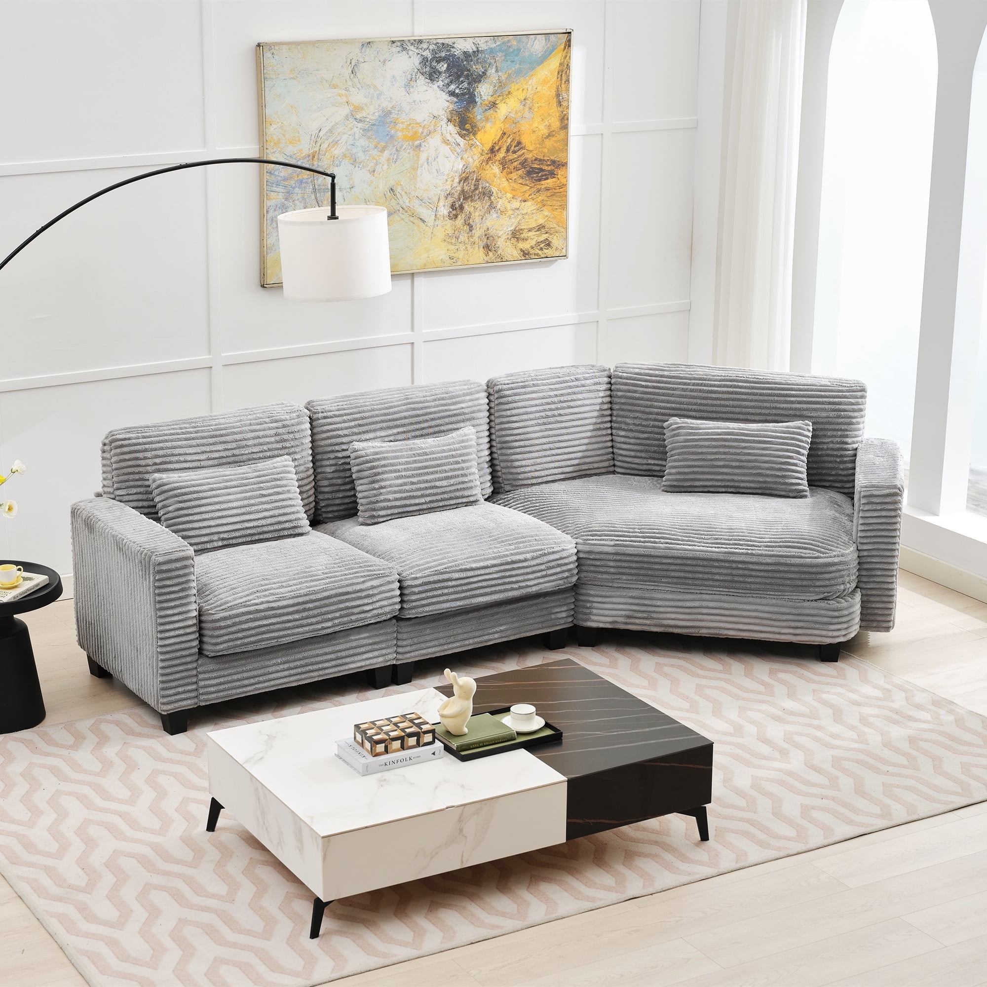 JUSTLET 135" Oversized Sectional Sofa with Corner, 3 Seater Modular ...