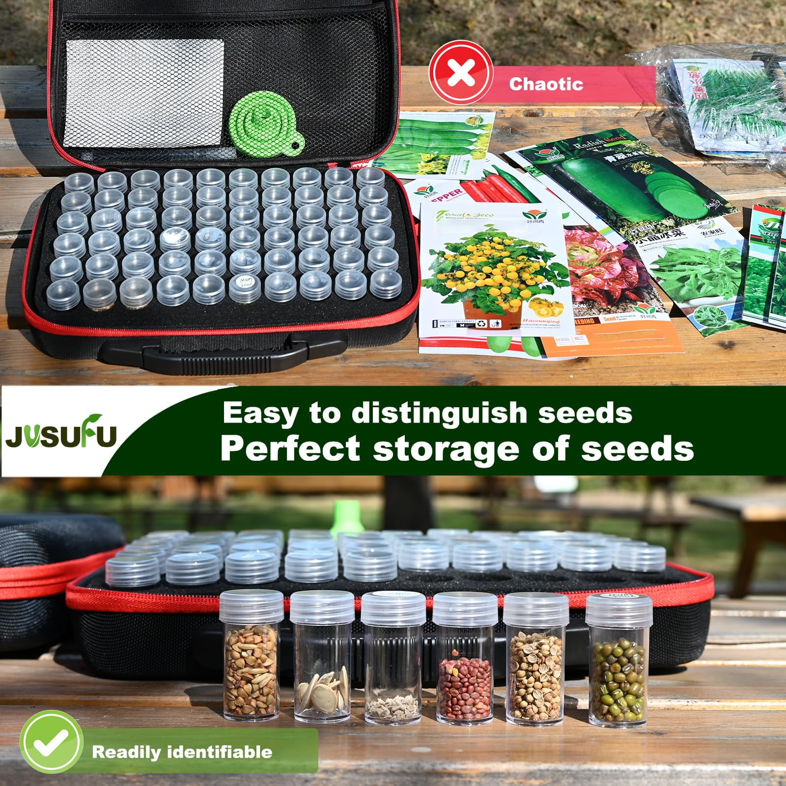JUSUFU Seed Organizer, AJH3 30-Slot Sturdy Storage Box, Garden Seed ...