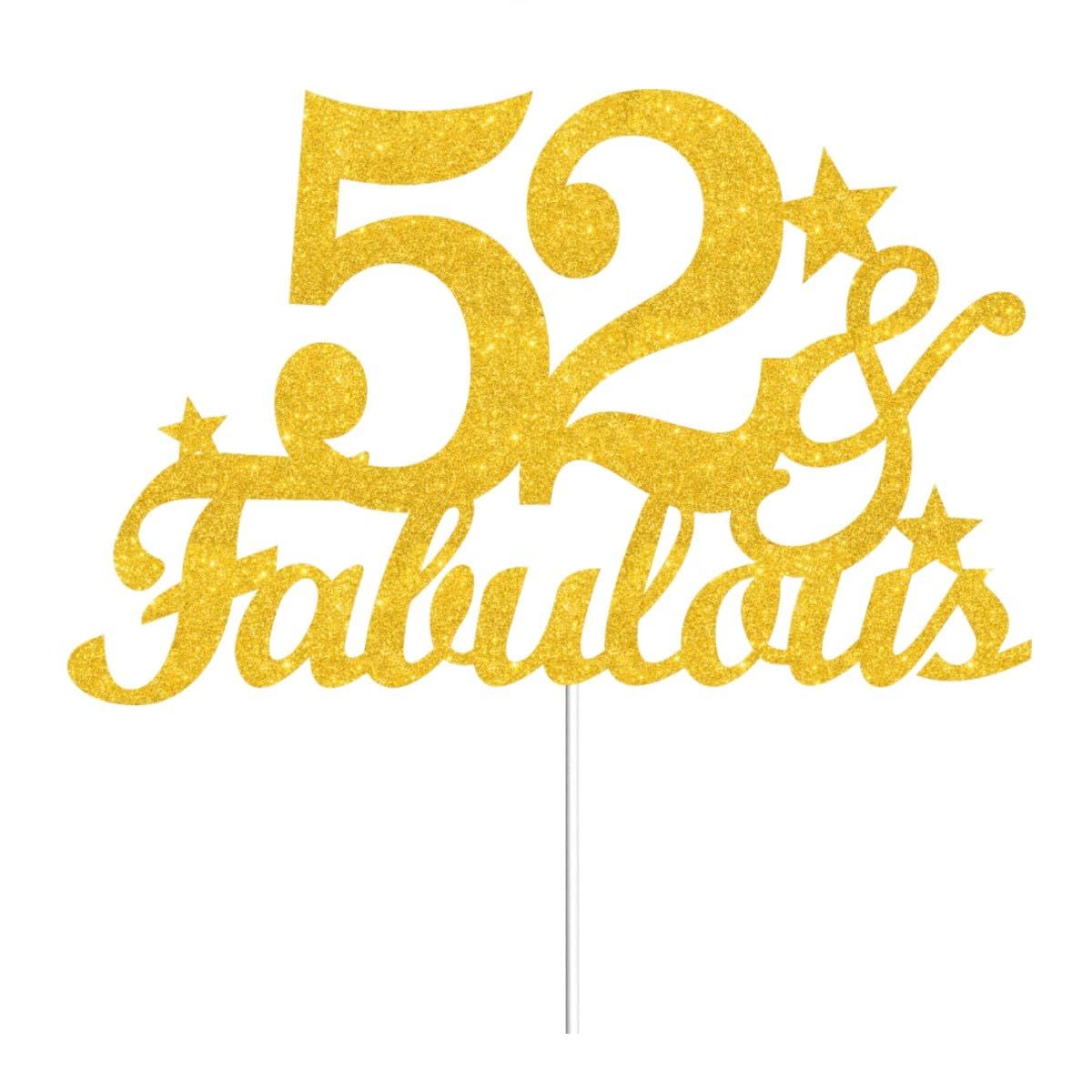 JUTTIRA 52 &EGSC Fabulous Cake Toppers Gold Glitter, Happy Birthday ...