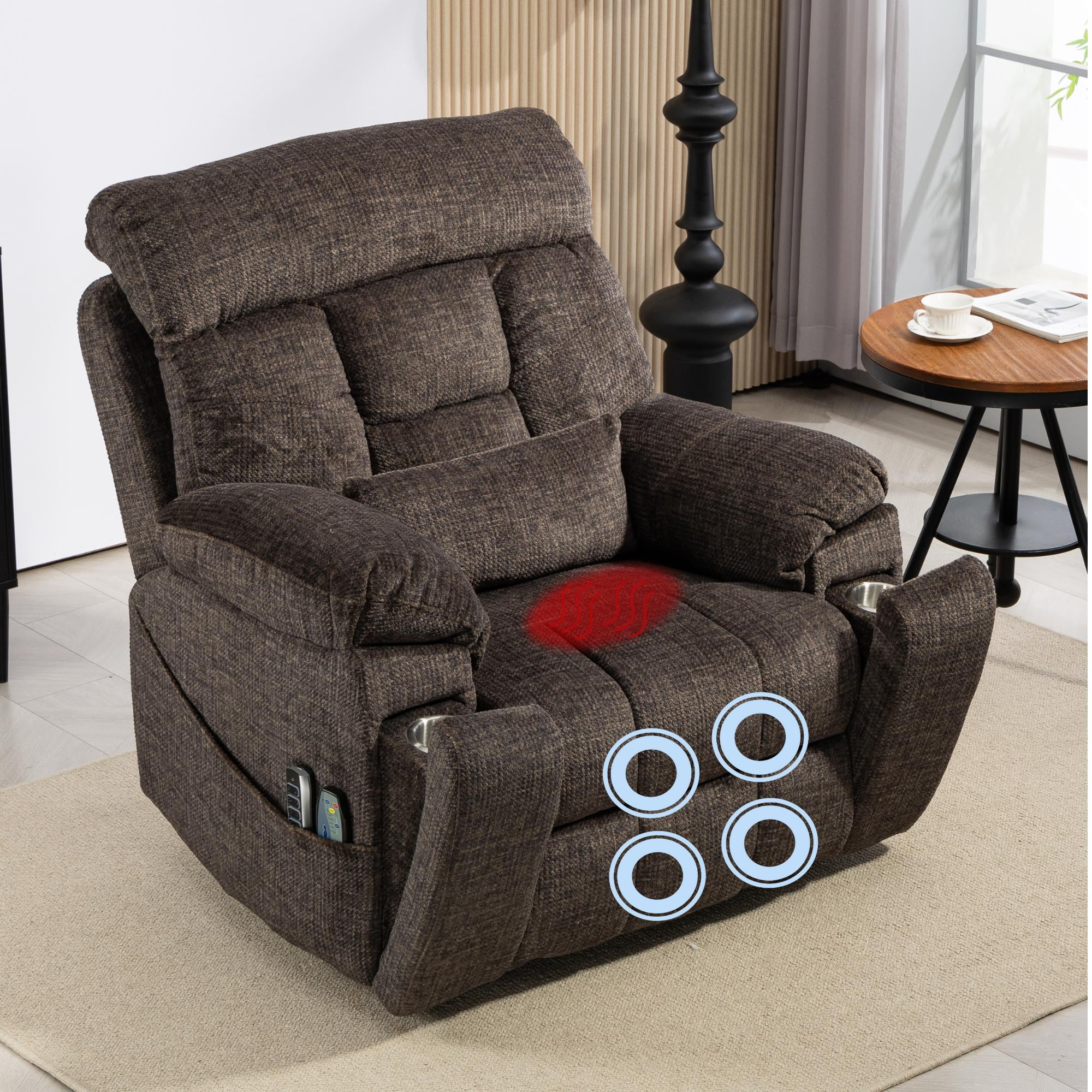 JUUXO 4-Motor Lay Flat Power Lift Recliner Chair with Heat & Massage ...