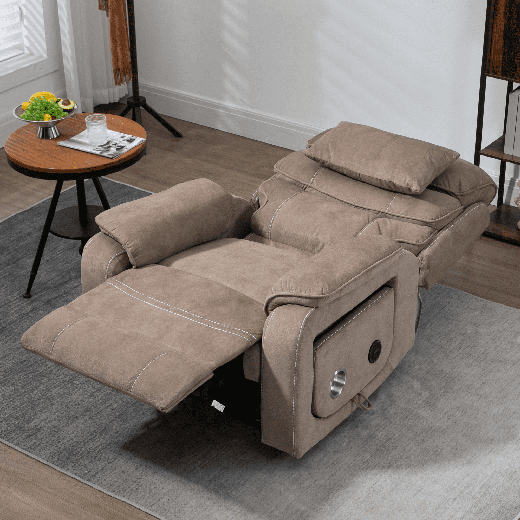 JUUXO Lay Flat Recliner with Tabletop - Wireless Phone Charger, Cup ...