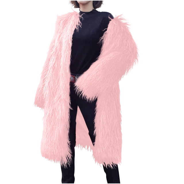 JUUYY Coat Women Plus Size Shaggy Fluffy Fuzzy Open Front Cardigan ...