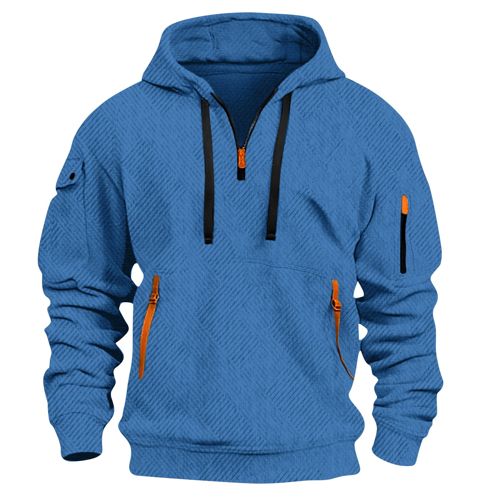 JUUYY Men's 1/4 Zipper Pullover Hooded Sweatshirt Loose Casual Fashion ...