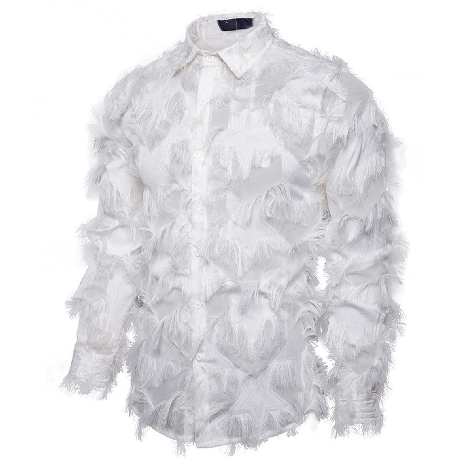 JUUYY Men's Black Feather Lace Shirt See Through Club wear Shirts Event ...