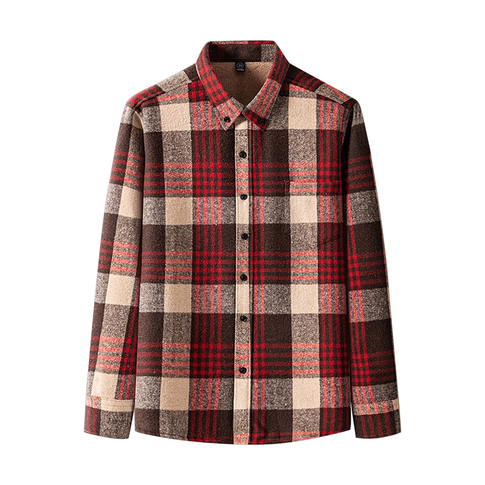 JUUYY Men's Fleece Lined Warm Flannel Plaid Shirt Winter Long Sleeve ...