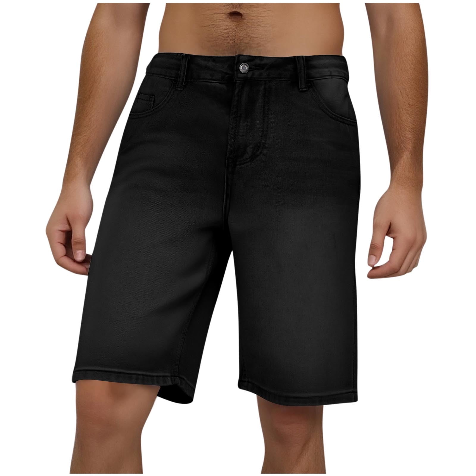 JUUYY Men's Jean Shorts Button Zipper Straight Leg Cargo Denim Shorts ...