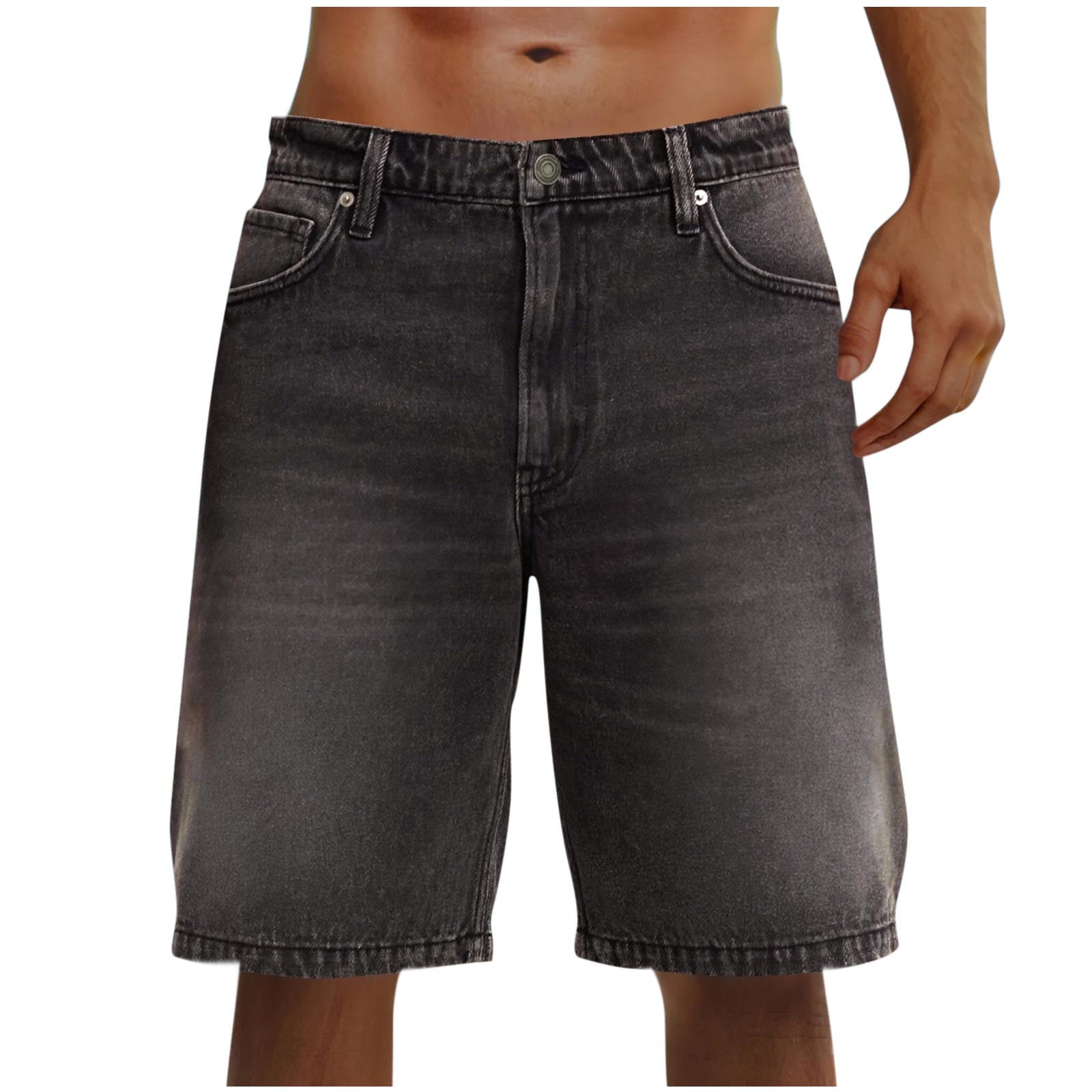 JUUYY Men's Jean Shorts Button Zipper Straight Leg Cargo Denim Shorts ...
