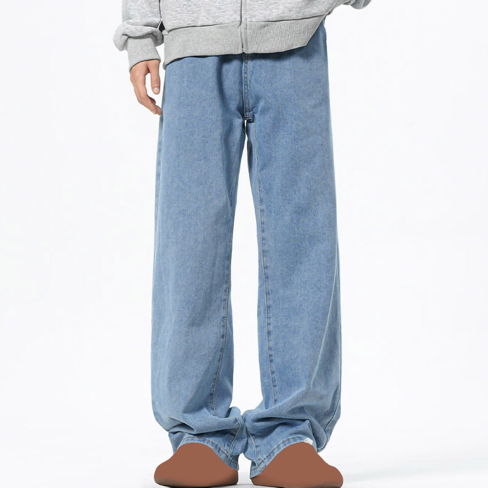 JUUYY Men's Jean Trousers Denim Straight Leg Pants Fleece Lined Warm ...