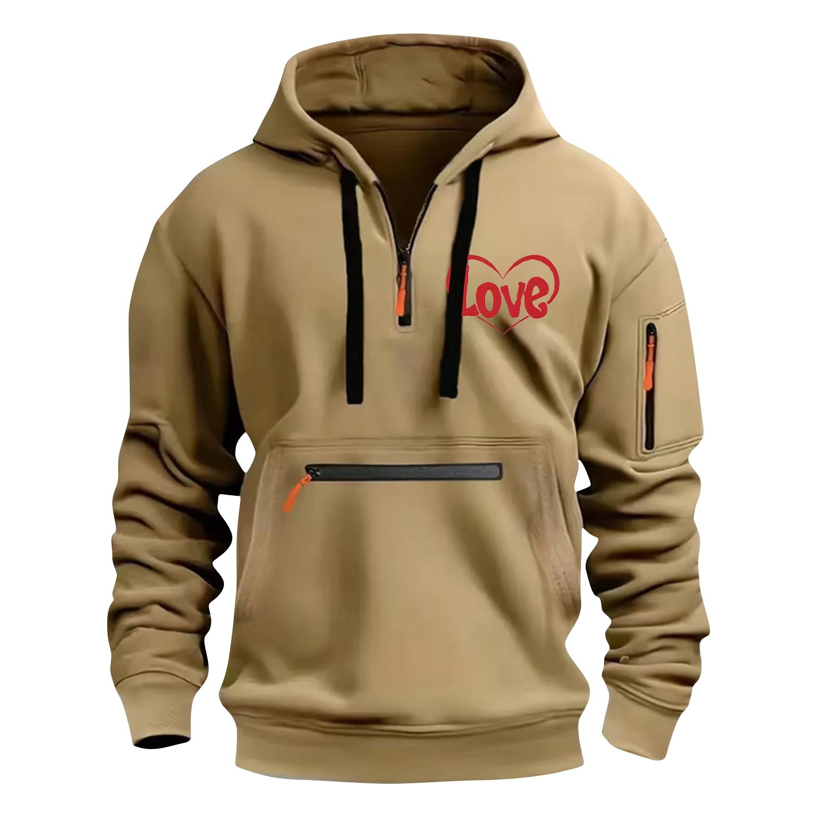 JUUYY Men's Love Design Hooded Sweatshirt Zipper Pullover Spring Warm Comfort Long Sleeve Casual ...