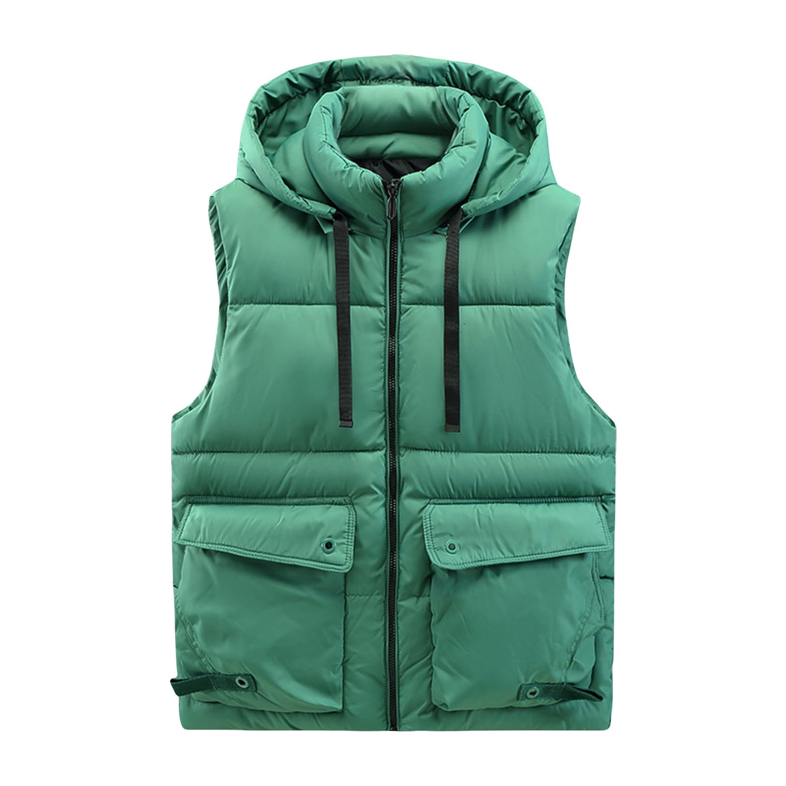 JUUYY Men's Puffer Vest Removable Hooded Zip Up Padded Jackets Coat ...